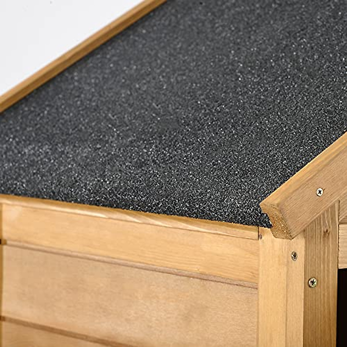 DANGRUUT Upgraded Version Thicken Solid Wood Outside Storage Sheds, Garden Wooden Arrow Shed, Fir Wood Tool Lockers with Waterproof Asphalt Roof, Workstation, 3-Tier Shelves for Backyard (Natural)