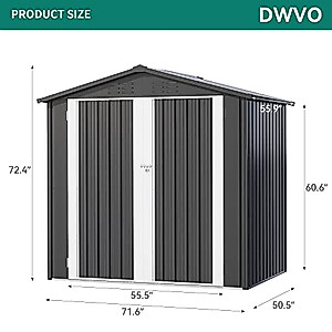 DWVO 6' x 4' Outdoor Storage Shed, Large Metal Tool Sheds, Heavy Duty Storage House with Lockable Doors & Air Vent for Backyard Patio Lawn to Store Bikes, Tools, Lawnmowers,Dark Gray