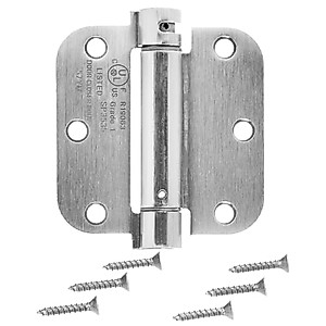 Amazon Basics Self-Closing Door Hinge, 3.5 Inch x 3.5 Inch, 1 Piece, Satin Nickel