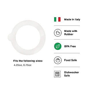 Bormioli Rocco Glass Co 6 Piece Fido Jar Replacement Gaskets, 3.25", White