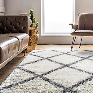 nuLOOM Machine Made Diamond Shag Area Rug, 5x8, Gray