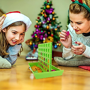 4 in a Row, 2 Pack Board Games, Four in a Row Game, 8.2 Inch Travel Size Line Up 4, Classic Family Toy for Kids and Family for Fun, Pink, Green (2 Pcs)