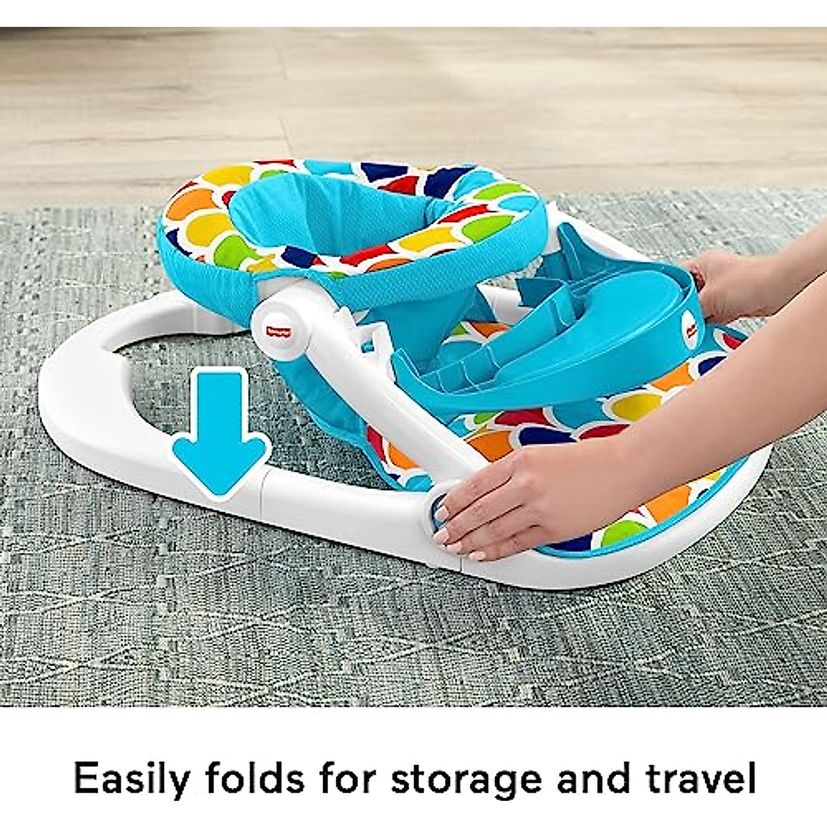 Fisher-Price Baby Portable Baby Chair,Deluxe Sit-Me-Up Floor Seat with Removable Toys and Snack Tray,Happy Hills