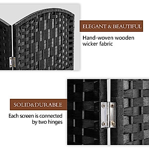 SIMFLAG Folding Screen Room Divider 4 Panel, 6Ft 19.7" Wide Partition Room Dividers Freestanding,Indoor Portable Partition Screen, Diamond Double-Weaved,No Installation Required(Black)