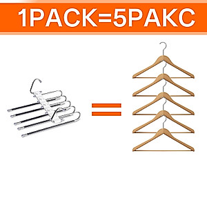 Generic 5 Layers Pants Hangers, Space Saving for Closet Multiple Layers Multifunctional Uses Rack Organizer, Closet Organizer for Scarves, Trousers, Jacket (Silver)