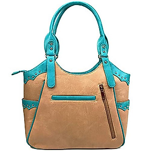 Zelris Western Mustang Horse Turquoise Embroidery Conceal Carry Women Tote Purse (Tan)