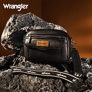 Wrangler Crossbody Purses for Women Trendy Camera Snapshot Bag Shoulder Bag with Wide Strap WG74-8194BK