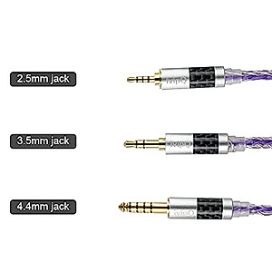 ivipQ 8 Strands of Silver-Plated Earphone Upgrade Cable MMCX/ 2Pin/QDC/TFZ/2.5mm-4.4mm earplug Audio Cable to Improve Sound Quality Earphone Cable. (2PIN, 4.4mm, Silver Purple)