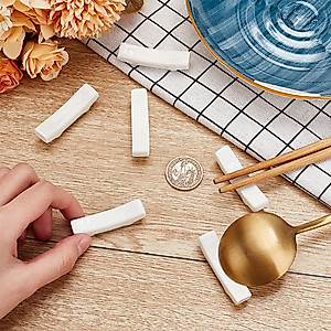 OLYCRAFT 6Pcs White Ceramic Spoon Rest Ceramic Stable Small Spoon Rest Coffee Spoon Rest Porcelain White Spoon Holder Chopsticks Stands Utensil Holder for Kitchen Counter Dining Table Decor