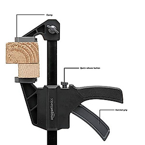 Amazon Basics 6-Piece Trigger Clamp Set, 2 Pack of 4-Inch, 4 Pack of 6-Inch, Black/ Grey