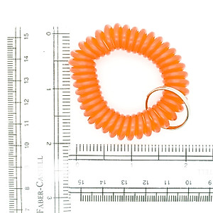 ONDEPOT 100pcs Orange Color Soft Spring Spiral Coil Elastic Wrist Band Key Ring Chain