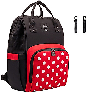 Cinkerr Cute Diaper Bag Backpack for Baby Girls/Boys, Personalized Polka Dot Large Capacity Travel Backpack with USB Port for New Moms/Dads,Baby Shower Gifts,Red White Printed Fashion Waterproof Tote