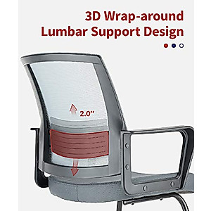 CLATINA Office Guest Chair with Lumbar Support and Mid Back Mesh Space Air Grid Series for Reception Conference Room Gray