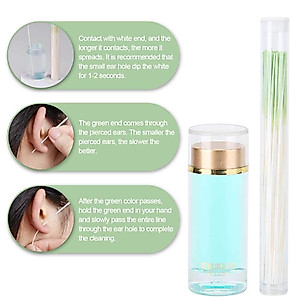 60 Pieces Ear Hole Floss Earrings Hole Cleaner Aftercare Cleaner Earrings Piercing Cleaning Line Ear Piercing Care Cleaning Tool 10ml Ear Cleansing Solution