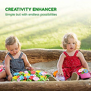 BFUNTOYS 81Pcs Flower Garden Building Toys for Girls 3 4 Year Old, Indoor Stacking Game Pretend Playset for Toddler, Educational Preschool Activities STEM Toy Gardening Gifts for Kids and Children