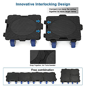 Insdawn Furniture Sliders,Furniture Dolly for Moving Dolly with 4 Wheels & Furniture Lifter, 600Lbs Load Capacity, 360° Rotation Wheels for Moving Heavy Duty,4 packs,Blue Wheels