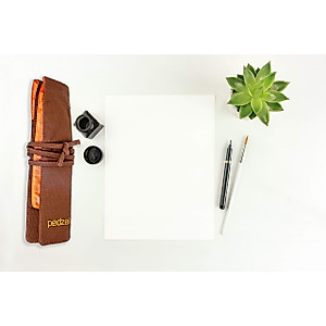 ANYA Artists Paint Brush Holder, 20 Slots Paint Brush Storage Canvas Roll up pouch for Acrylic Oil Watercolor, Dark brown PEDZEL (brushes not included)