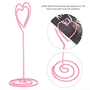 Jwthee 12PCS Table Number Holders, 4.1 Inch Place Card Holders, Photo Holders for Tables, Pink Love Heart Place Card Holder for Wedding Anniversary Birthday Party