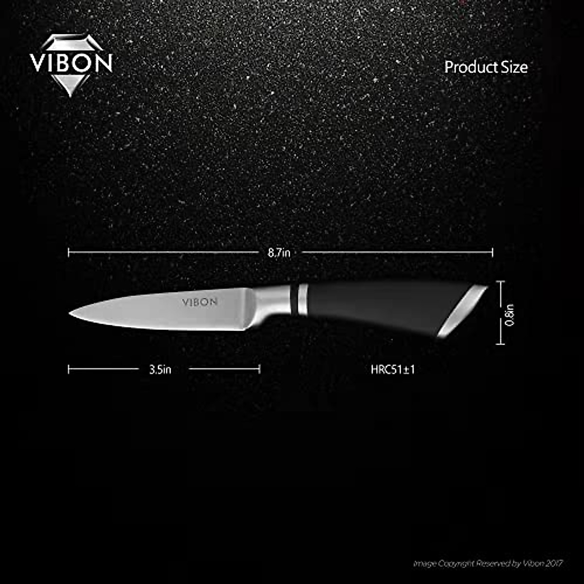 VIBON 3.5 Inches Paring Knife with sheath, Fruit Knife Ktchen Vegetable Cutlery (silver and black)