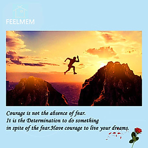 FEELMEM Graduation Gifts Courage Is Not The Absence of Fear Keychain Compass Keychain New Adventure Gift (silver)