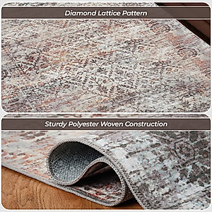 SUPERIOR Diamond Medallion Washable Rug, Cotton Backing, Pet & Kid Friendly, Easy Care, Non-Slip Rugs for Dining, Living Room, Kitchen, Bedroom, Low Pile Area Rug, Macaw Collection, 6' x 9', Cream