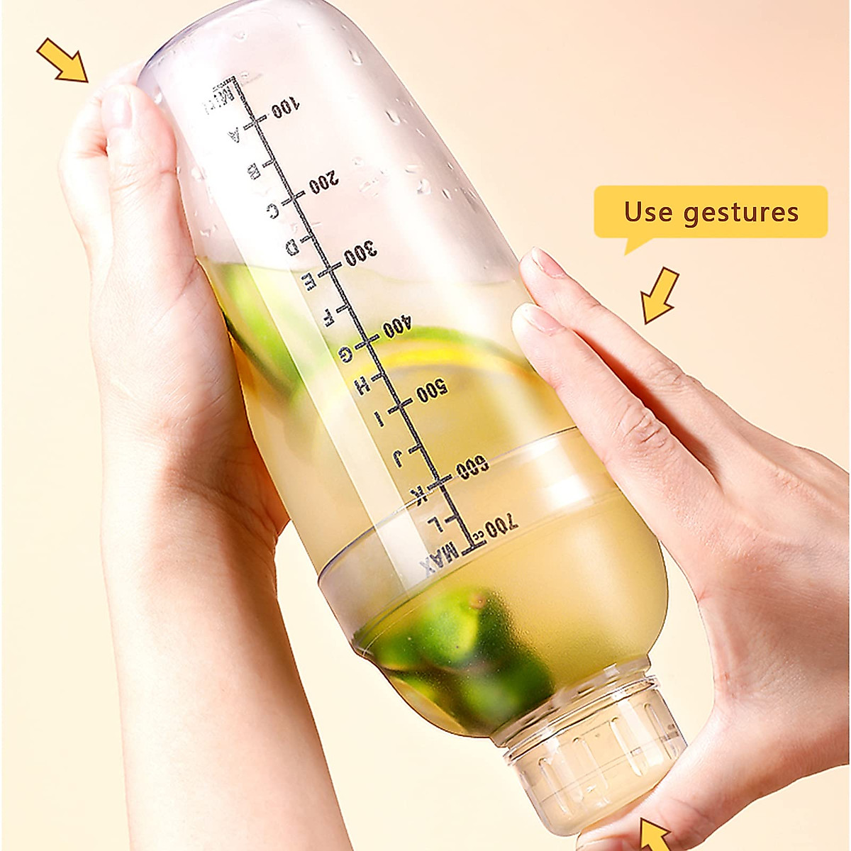 Set of 4pcs Plastic Cocktail Shaker, Hand Drink Mixer with Scales Bar Mixing Tool 700cc/24 oz