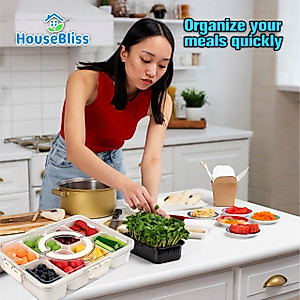 HouseBliss Divided Serving Tray with Lid and Handle, Portable Snackle Box Charcuterie Container, 8 Compartment Snack Divider Container for Candy, Fruits, Nuts, Perfect for Party, Picnic, Cream