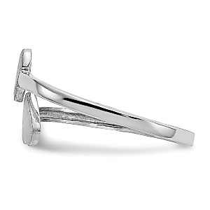 IceCarats 14K White Gold Double Heart Love Ring