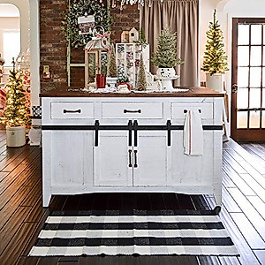 Buffalo Plaid Check Rug - 27.5''x43'' Cotton Hand-Woven Indoor/Outdoor Area Rugs for Layered Door Mats Washable Carpet for Porch/Kitchen/Farmhouse Black/White