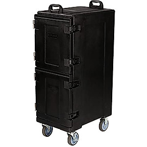 Carlisle FoodService Products Cateraide Plastic Insulated Dual Capacity Food Pan Carrier With Dolly, 10 Pan Capacity, 50 Inches, Black