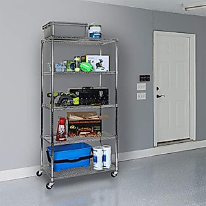 Seville Classics UltraDurable Heavy Duty NSF Solid Steel Wire Rack Storage Unit, Organizer for Garage, Warehouse, Office, Restaurant, Classroom, Kitchen, Steel, 5-Tier Shelving, 36" W x 18" D