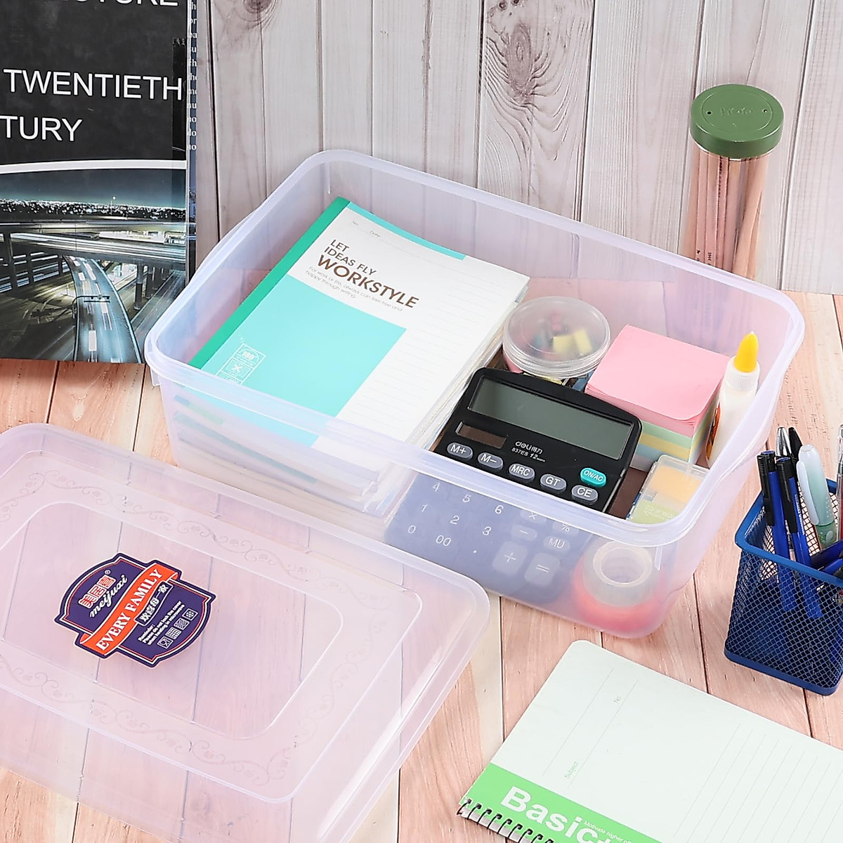 Innouse 2 Pack 11 Quart Clear Freeze Storage Box, Plastic Latching Container Bin, F