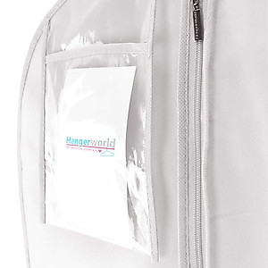 HANGERWORLD Large Wedding Dress Garment Bag Cover - 72" x 24" with Extra Wide Gusset 32" for Long Poufy Dress and Trains, Breathable, Acid-Free (White)
