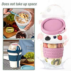 On The Go Cereal Yogurt Cups with Lids and Spoon, Overnight Oats Container, Reusable Parfait Plastic Milk Jar Breakfast Crunch Granola Oatmeal Smoothie Snack Prep Bowl To Take Along (4 Colors Set 2)