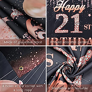 Vlipoeasn 21st Birthday Decorations for Her Rose Gold 21st Birthday Backdrop 21st Birthday Banner Happy 21st Birthday Party Supplies 21 Years Old Birthday Decoration
