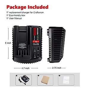 V20 Battery Fast Charger CMCB104, WaxPar CMCB104 Battery Charger Compatible with Craftsman V20 Lithium Battery CMCB204 CMCB202 CMCB201 CMCB209 CMCB205 CMCB100 CMCB101