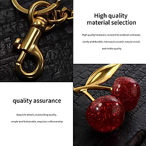EIOYUMY Cherry Keychain Bag Pendant, Cherry Bag Charm for Women, Shiny Resin & Metal Accessories for Purses and Bags