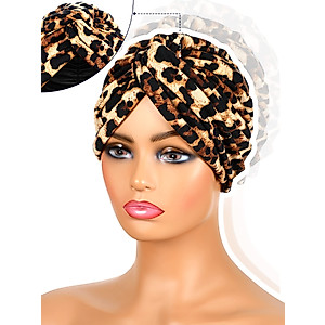 4 Pieces Turbans for Women Silk Satin Lined Turban Head Wrap Adjustable Twisted Turban Headwrap Hair Cover Wrap (Retro Color)