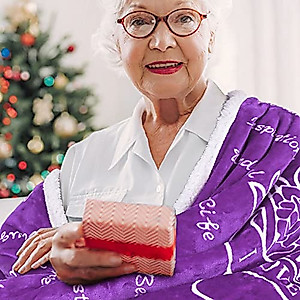 DOKEYWELL Birthday Gifts for Mom Unique Mom Gifts from Son Daughters for Mothers Day Valentines Day Christmas - I Love You Mom Sherpa Hugs Blanket 50"x60" (Purple)