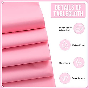 Pink 6 Pack Premium Disposable Plastic Tablecloth 54 x 108 In - Plastic Table Cloths for Parties Disposable Tablecloth for Rectangle Tables Up To 8 Ft - Rectangle Tablecloth - Pink Tablecloth