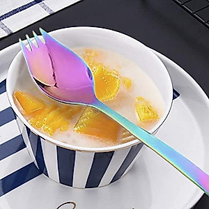 5PCS Rainbow Salad Dessert Fork, Stainless Steel Spaghetti Forks Perfect for Home and Kitchen-15cm (Multicolor)