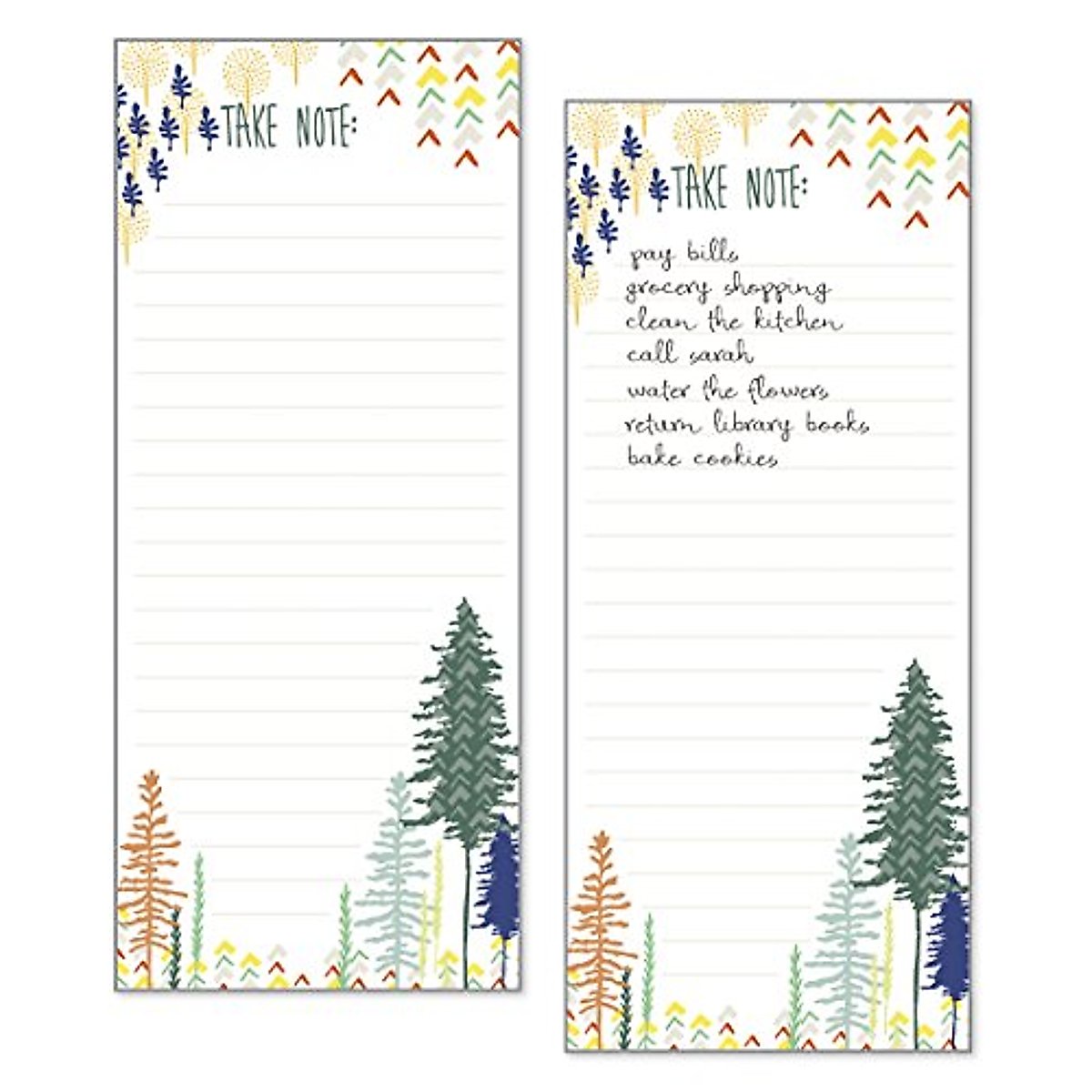 Set of 2- Forest List Pad, Notepad, Shopping List Grocery List with Attachable Magnet