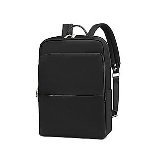 FULL DESIGN Travel Laptop Backpack for Women, 14 inch Water Resistant Computer Backpack, Fashion Daypack Shoulder Bag for Work School (Black)