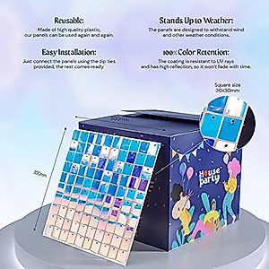 HOUSE OF PARTY Rainbow Blue Shimmer Wall Backdrop - 24 Pcs Square Sequin Wall Panels Shimmer Backdrop, Wall Decor for Birthday Decorations, Wedding & Bachelorette Party