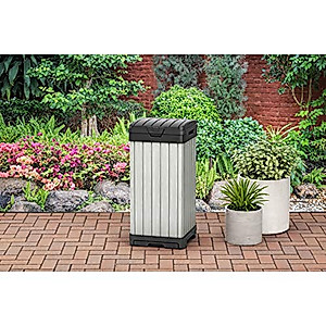 Unknown1 39 Gallon Plastic Resin Outdoor Trash Can Grey