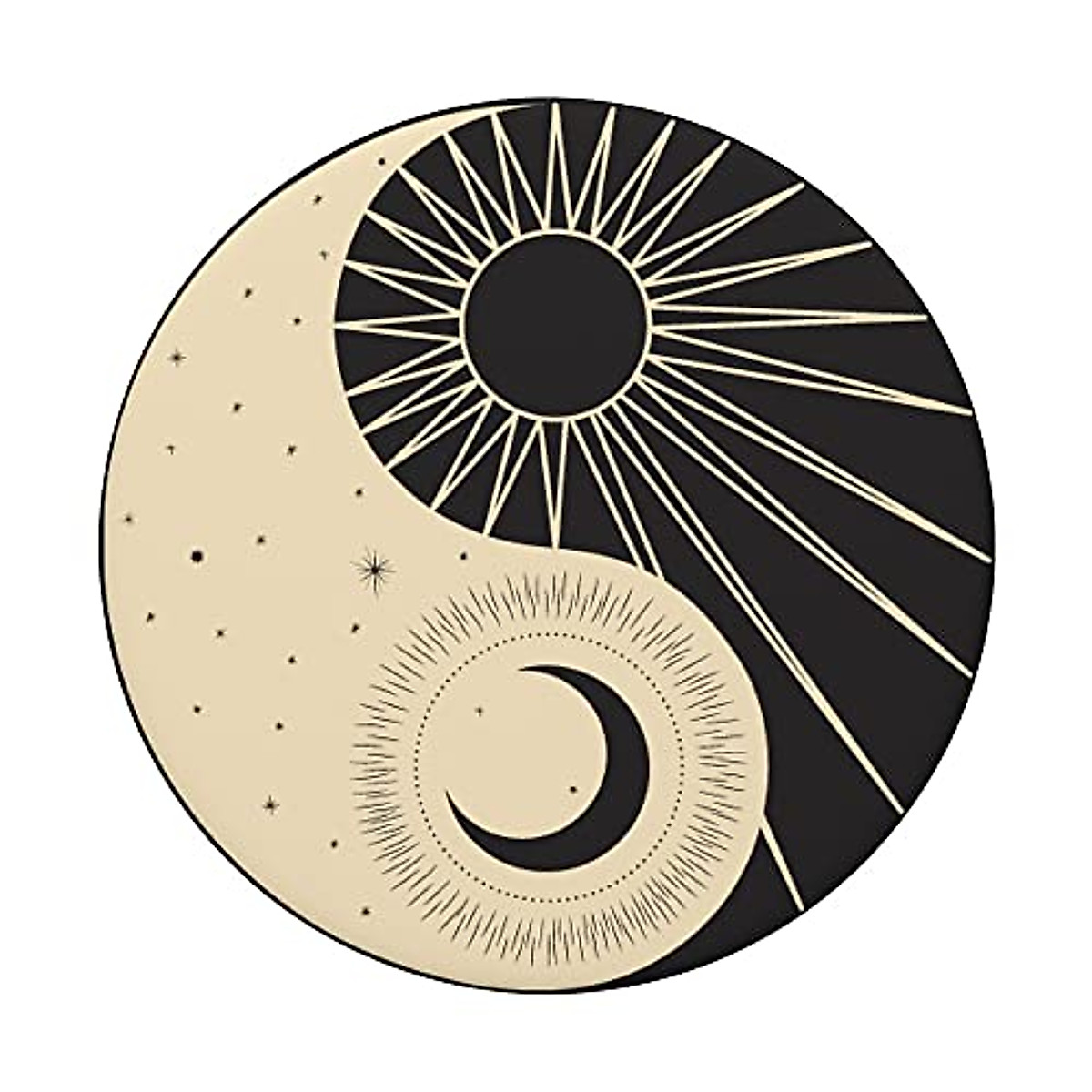 Yin Yang Moon & Sun - Day & Night Black PopSockets Swappable PopGrip