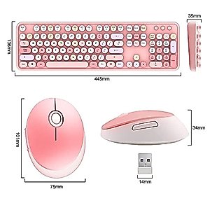 Mofii Wireless Keyboard and Mouse Combo,2.4G USB Multi-Color Cute Full Size Keyboard and Optical Mice Set for Computer Desktop PC Laptop (Green-Mixed)……
