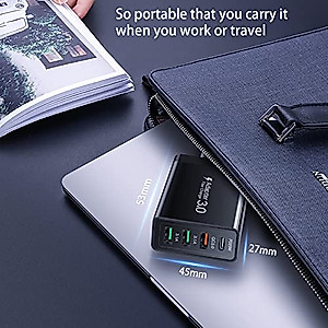 35W USB C Charger Fast Charging Block 4Port Multi USB Wall Charger Quick 3.0 Power Delivery Adapter Bricks Compatible for iPhone14/13/Pro Max,Pad Samsung S23 S22 S9,Google Pixel 7,6 Tablet,Black-II