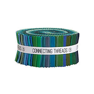 Connecting Threads Color Wheel Solid Precut 41 pcs 100% Cotton Quilting Fabric Bundle 2.5" Strips (Cool)