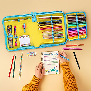 GirlZone Rainbow Jumbo Arts and Crafts Filled Stationery Pencil Case for Girls, Great Gift for Girls